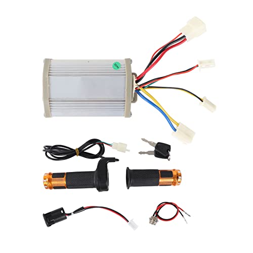 DAUERHAFT Bike Speed Controller Kit, Brushed Controller Kit Sensitive Braking Aluminum Alloy Shell 48V 800W Rubber Throttle Grip Lock for Tricycles