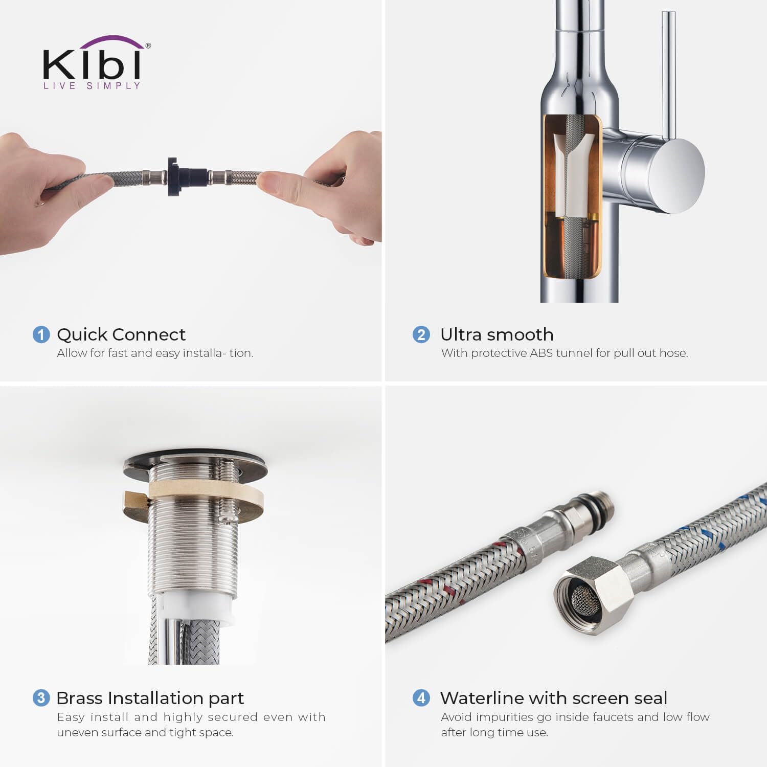 KIBI Macon Single Handle Pull Down Faucet for Kitchen Sink with Soap Dispenser | Solid Brass High Arc Faucet Spout | 360 Degree Swivel Kitchen Faucet with Pull Down Sprayer | Chrome Finish (KKF2007)