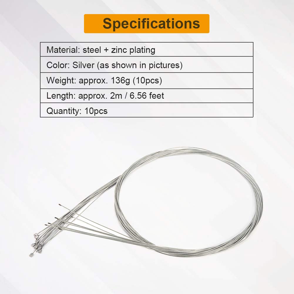 CHICIRIS Bike Derailleur Cable, Silver Cable Strong Slick Cable Practical Cable, for Speed Control System of Mountain Bike Road Bike City Bikes Folding Bike