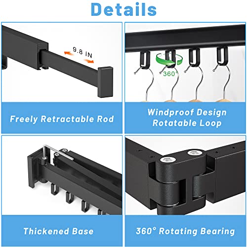 WSIGHT Wall Mounted Drying Rack Laundry Clothes Hanging Rack Collapsible Retractable for Laundry Room Organization, Balcony, Wardrobe, Bathroom (3 Poles)