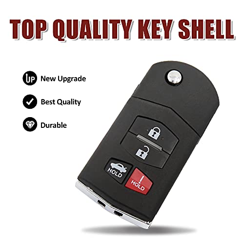uxcell New Smart Remote Flip Key Fob Shell Case 4 Button for Mazda 3 5 6 RX-8 CX-7 CX-9 2007-2010