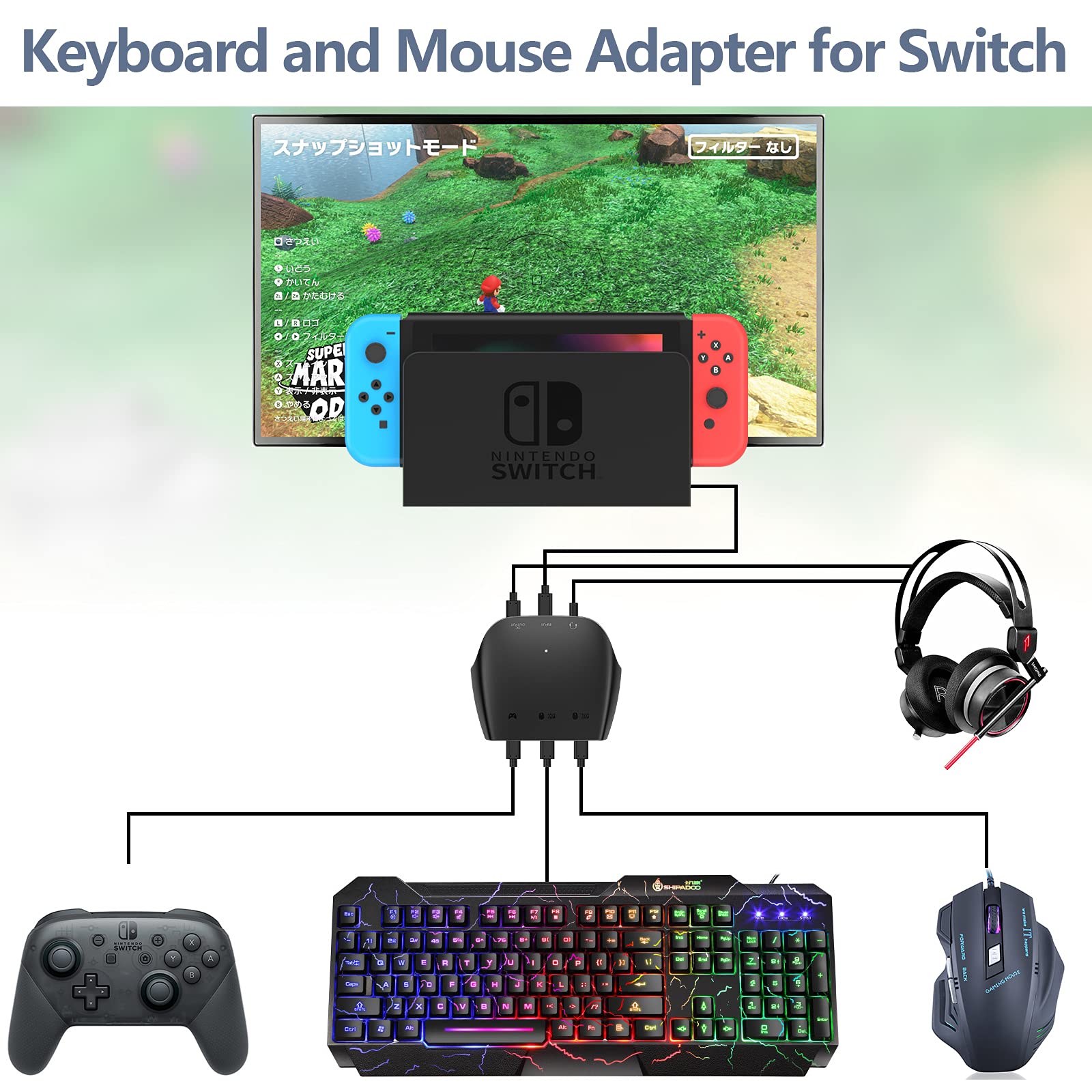 DOODA Keyboard and Mouse Adapter, Mouse and Keyboard Converter Adapter for N- Switch/Xbox Serious X/S/Xbox 360/Xbox One/PS4/PS3,USB Gaming Mouse Keyboard Converter (Black)