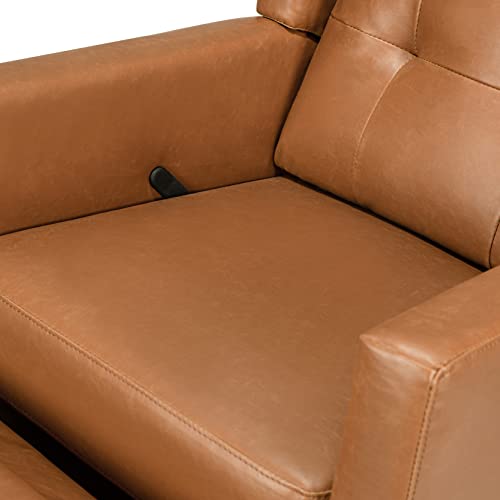 DaVinci Maddox Recliner and Swivel Glider in Vegan Tan Leather, Greenguard Gold & CertiPUR-US Certified