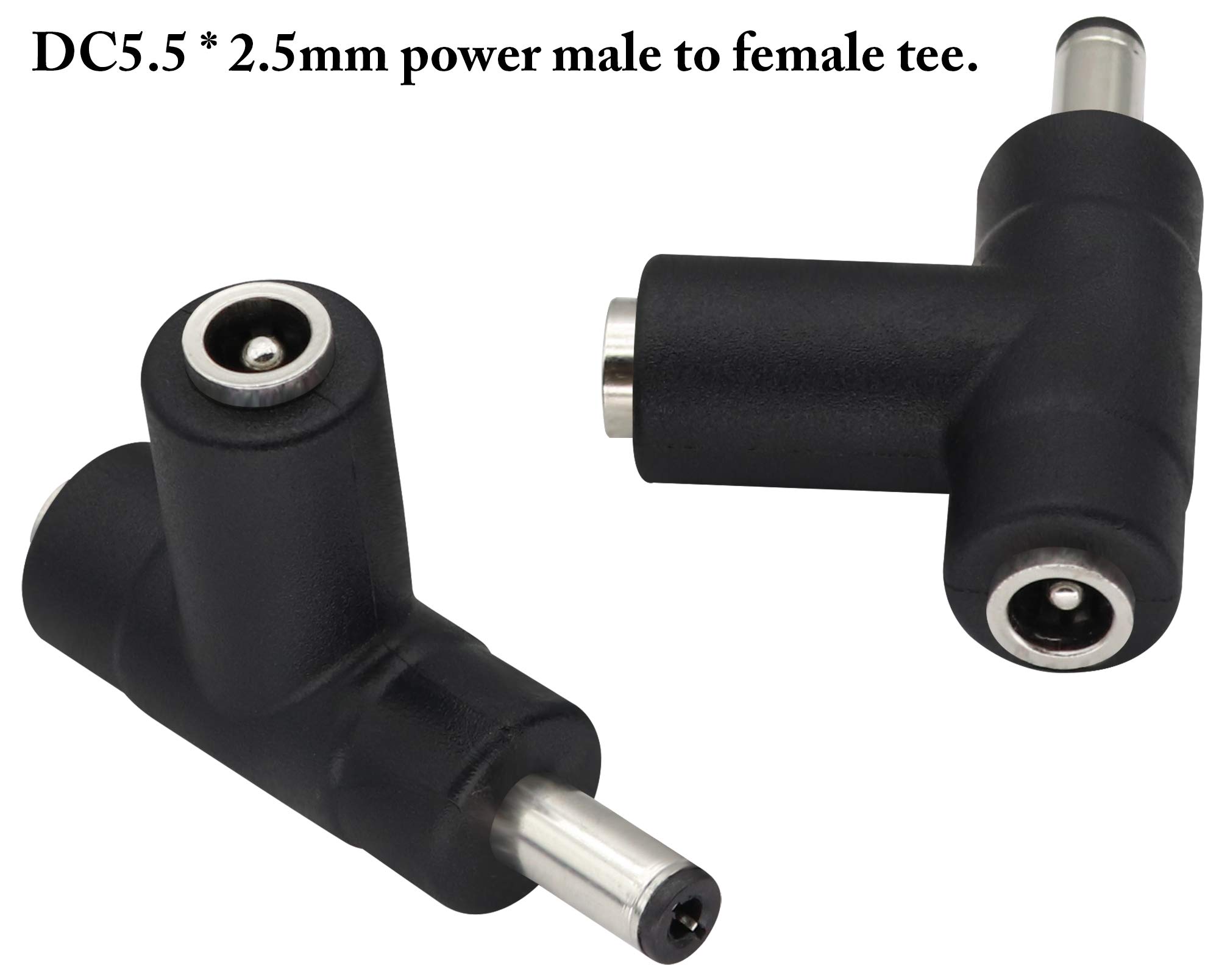 zdyCGTime 90 Degree Angle DC 5525Female to Male&Female Connector Multifunction DC Adapter DC Power Connector DC5.5x2.5mm Jack Coupler Converter for Laptop CCTV Camera Strip Lighting 4 PCS