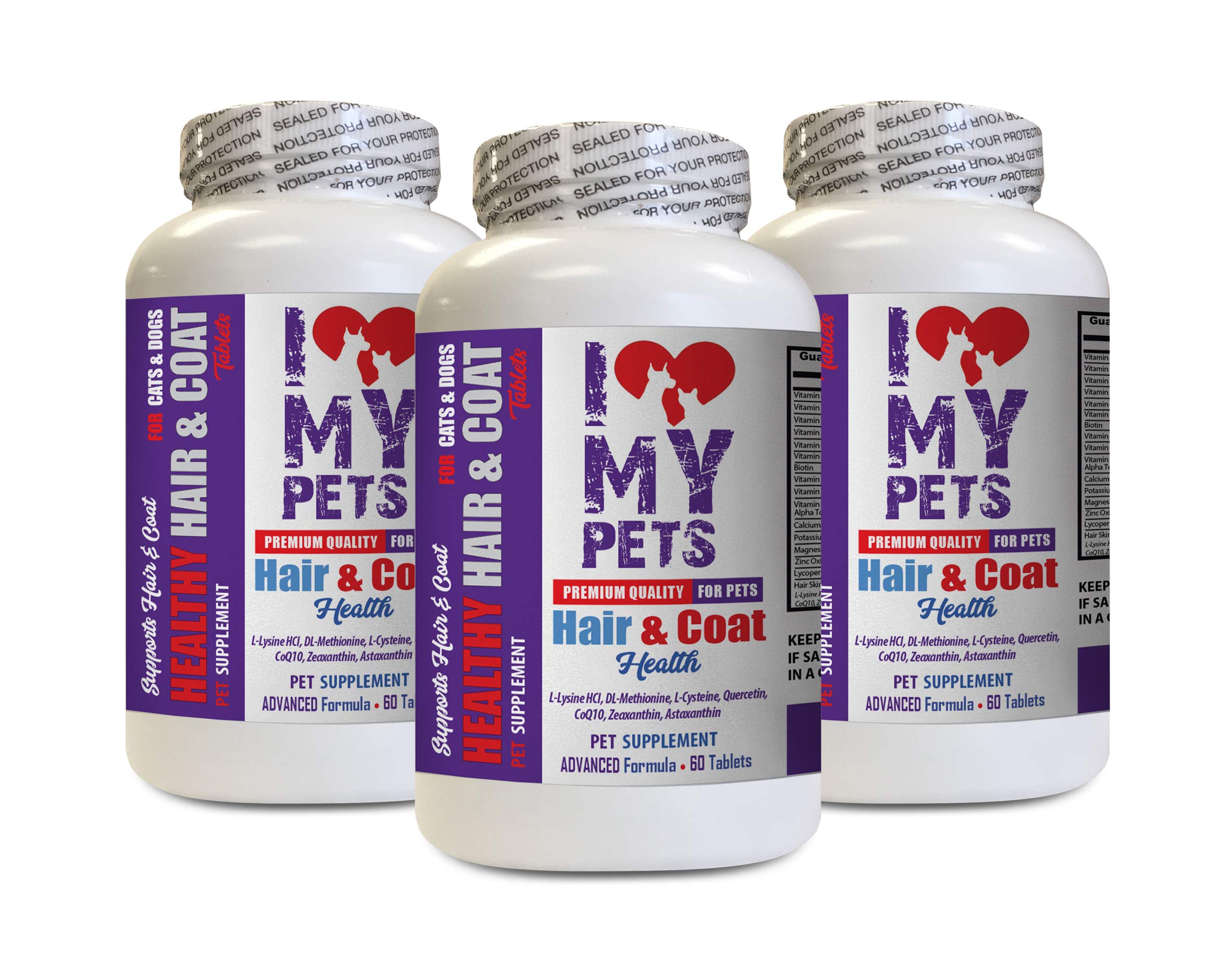I LOVE MY PETS LLC cat Healthy Skin - PET Healthy Hair and Coat - for Dogs and Cats - Premium Formula - Vitamin e for Cats - 3 Bottles (180 Treats)