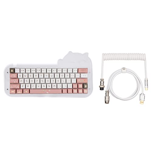 EPOMAKER Gaming Keyboard and Coiled Cable Combo,MIACat 64 Hot Swappable Wired VIA Programmable Keyboard, Puff Aviator Coiled USB Cable for Mac/Win/Gamers(Budgerigar Switch)