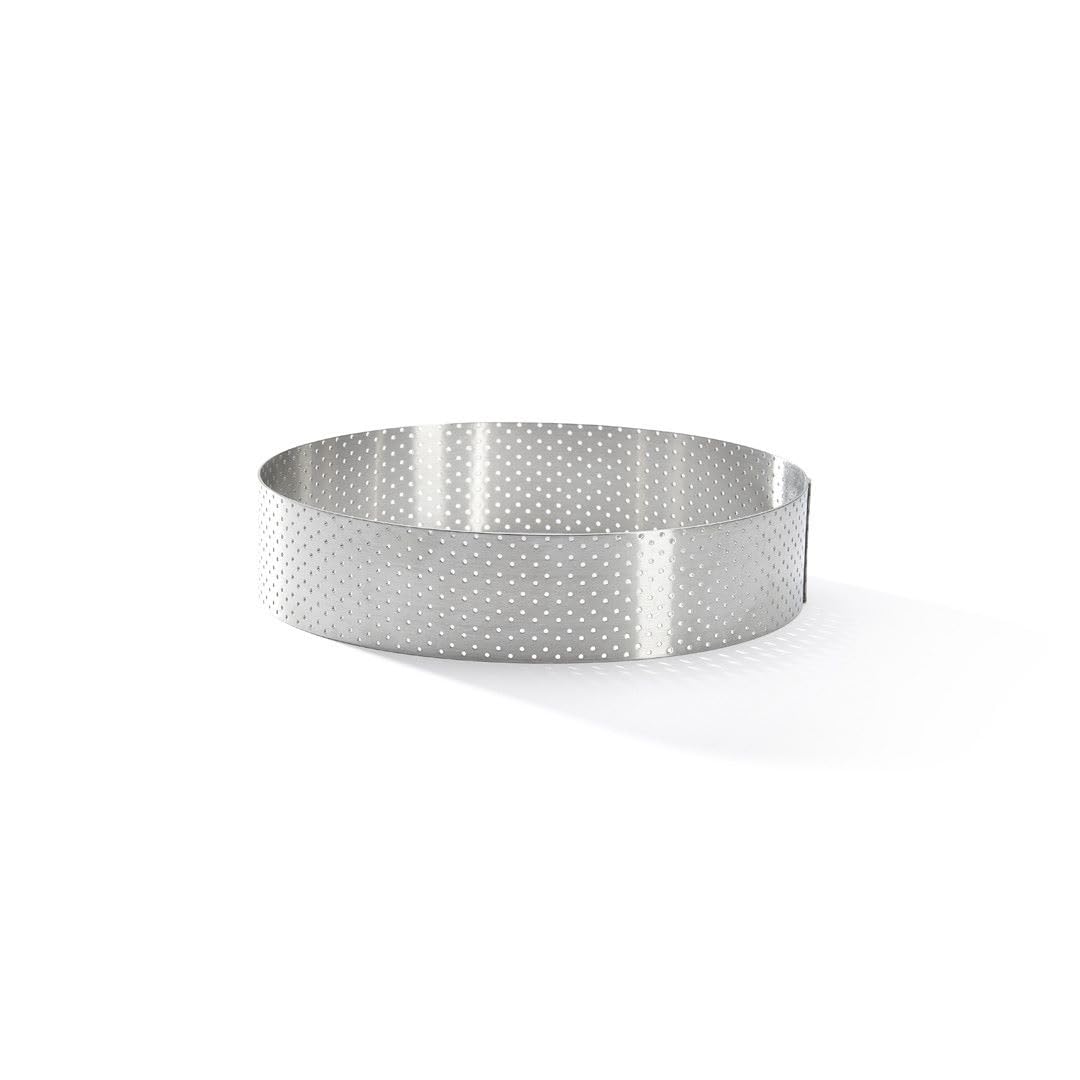 de Buyer Perforated Round Tart Ring - 6” Diameter, 1.4” Height - Perfect for Baking Beautifully Crisp Tarts - Easy to Use & Clean - Made in France