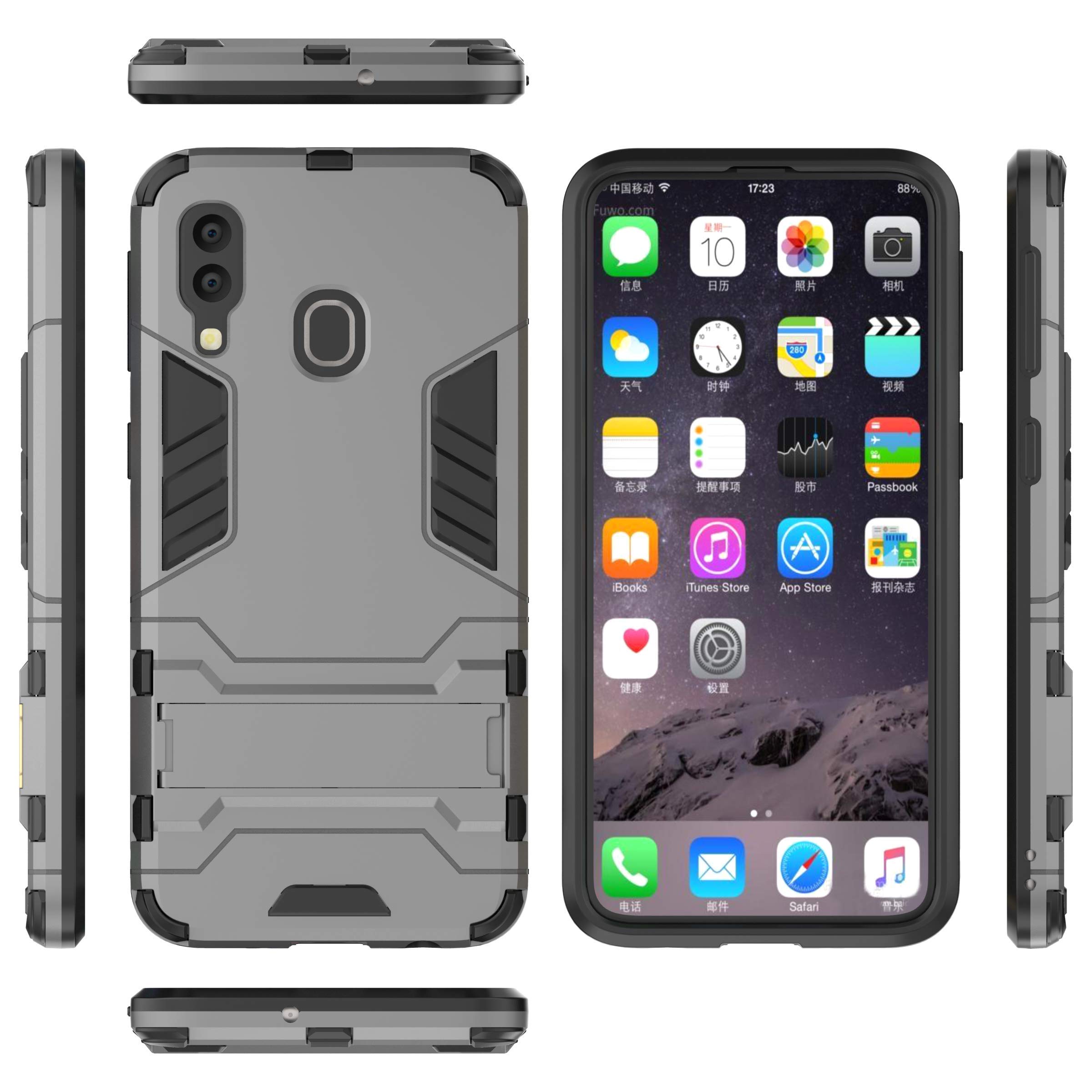 CaseExpert Samsung Galaxy A40 Case, Shockproof Rugged Impact Armor Slim Hybrid Kickstand Protective Cover Case for Samsung Galaxy A40 Grey