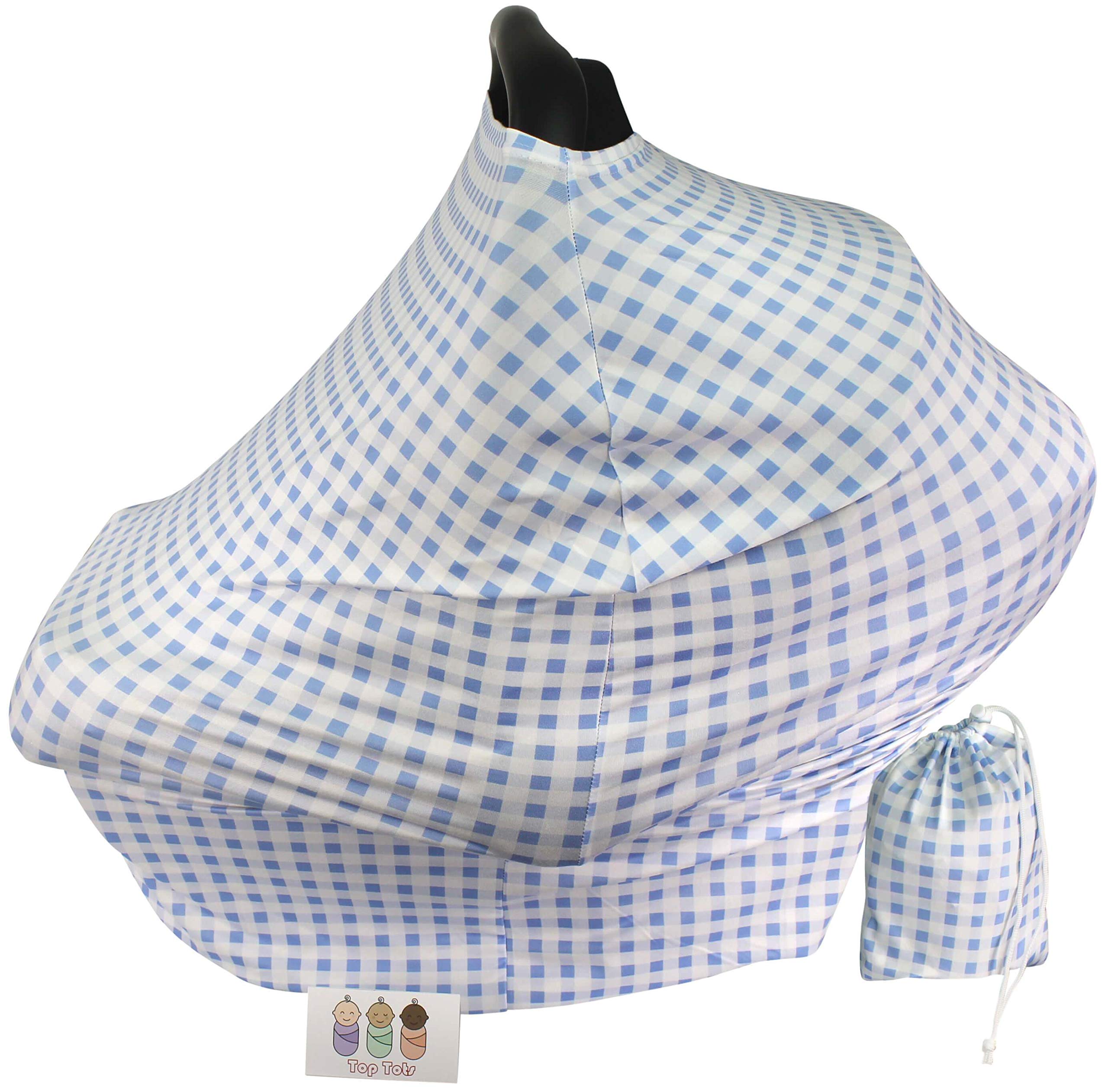 Car Seat Covers for Babies - Light Blue Checks