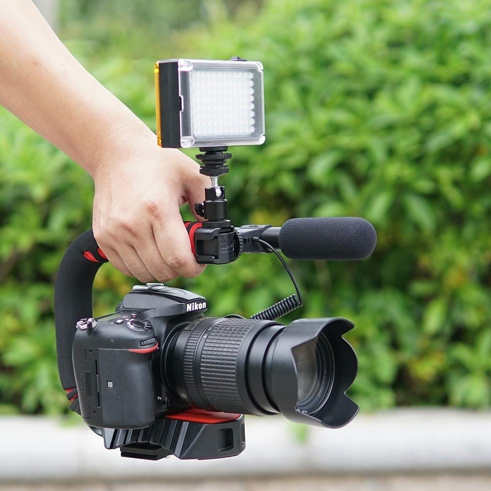 Camera Video Stabilizer Handle Video Grip Camera Video Light Triple Shoe Mount for Gopro for DSLR Sony Nikon Canon for iPhone (Set1)