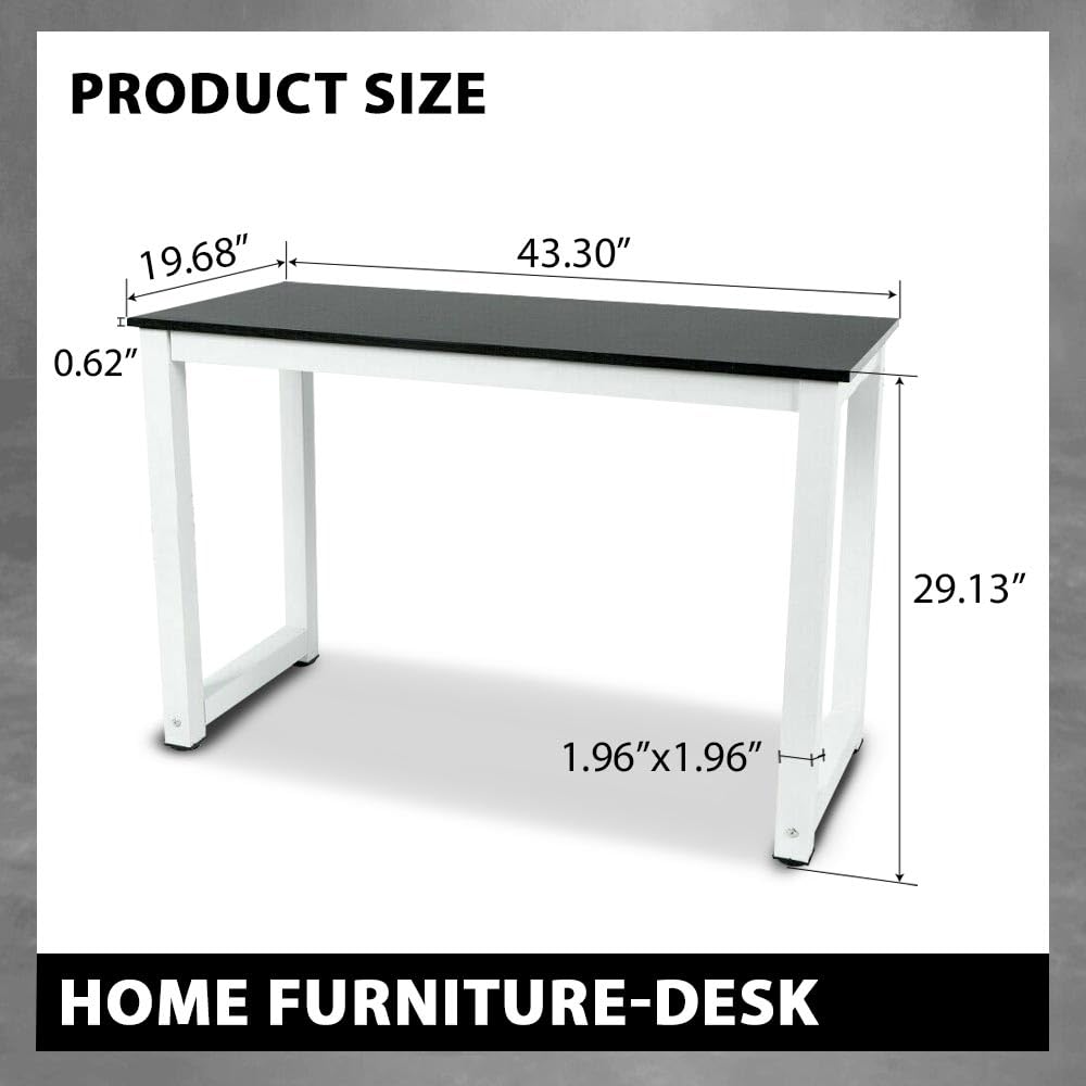 G-PLUS 43.3" Computer Desk Wood Office Table, Modern Simple Style PC Laptop Notebook Study Writing Table for Home Office Workstation Black Color