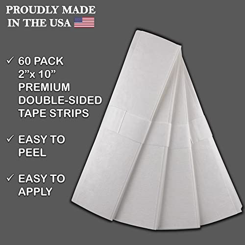 Brampton Golf Grip Tape Strips - Premium 2" x 9" Solvent Activated Double Sided Adhesive Strips for Regripping Golf Clubs - Double Sided Tape for Golf Club Regripping (60 pack)