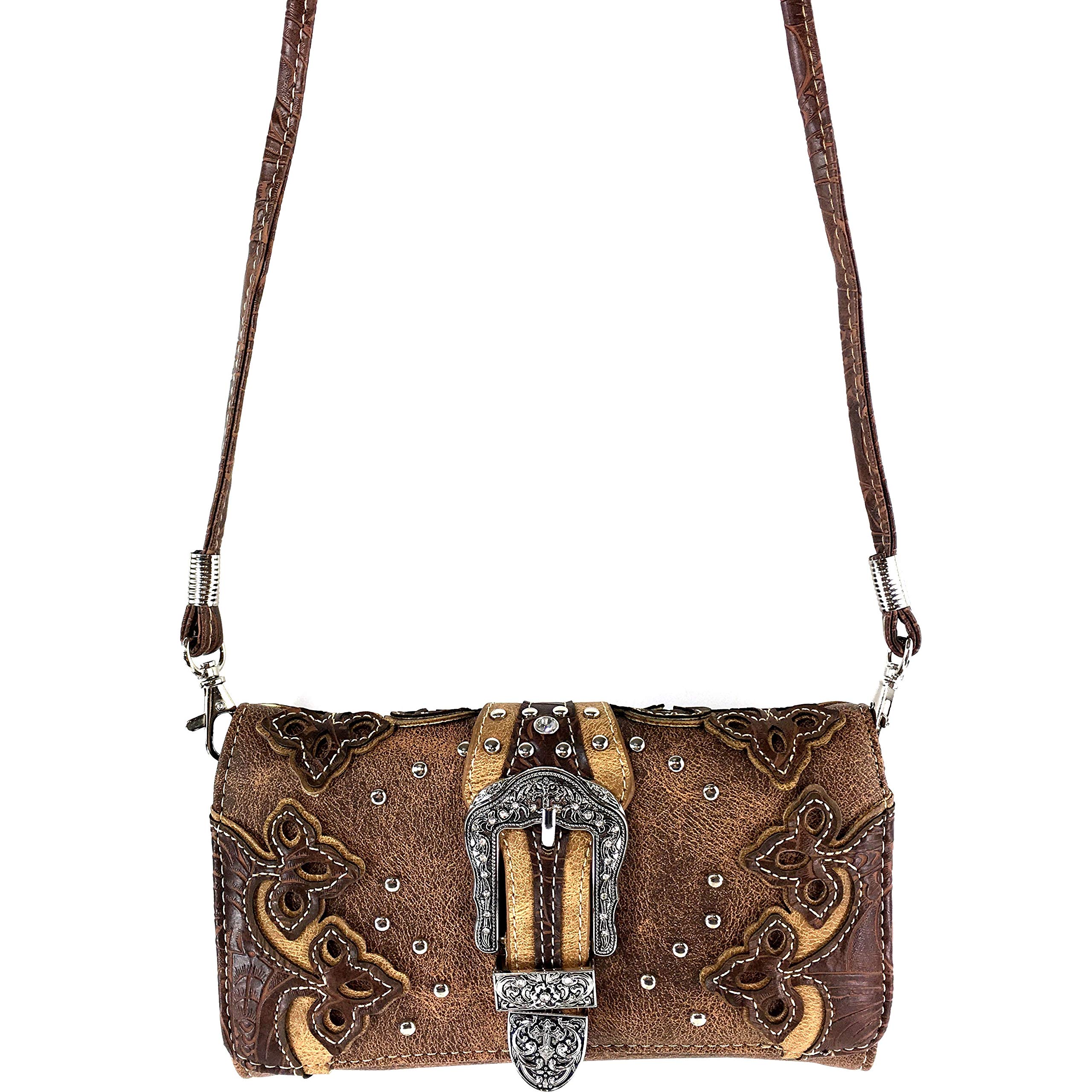 Zelris Western Women Conceal Carry Buckle Handbag Wallet Set (Brown)