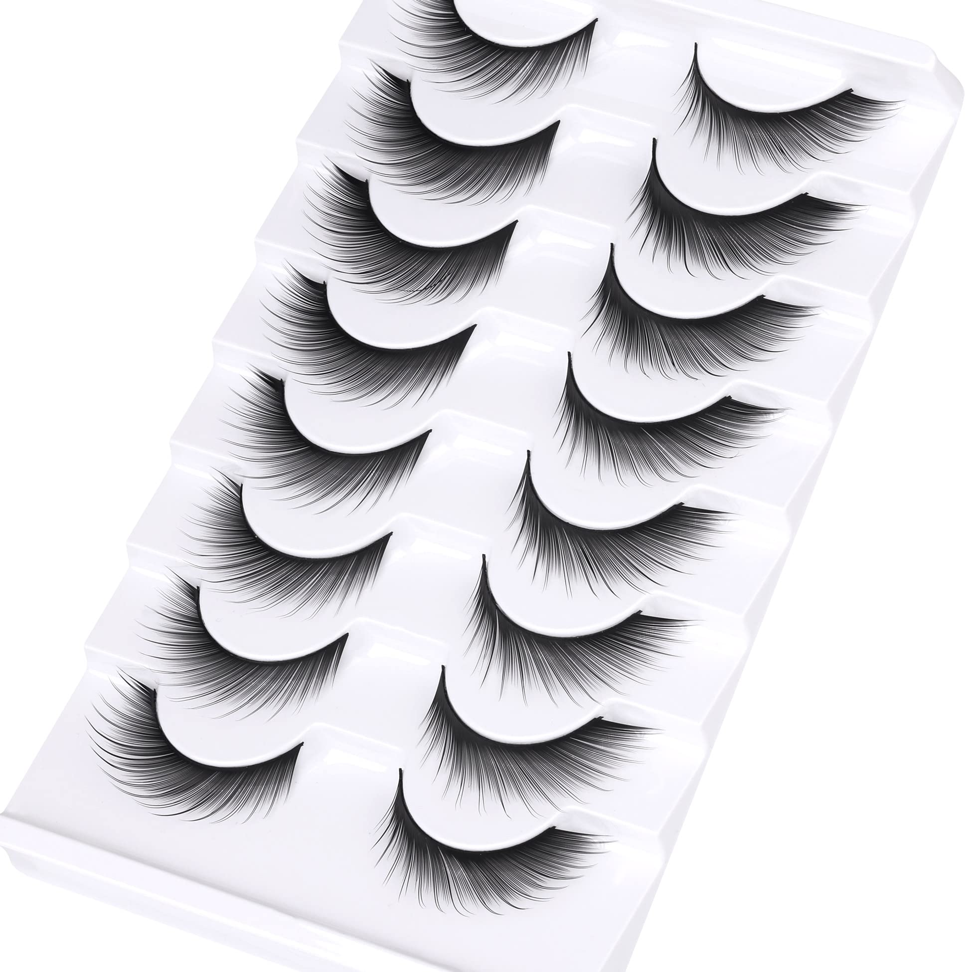 Fox Eye Lashes Cat Eye Wispy Lashes Look Like Extensions False Eyelashes Fairy Angel Wing Lashes Natural Look Soft 8 Pairs Fake Eyelashes Pack