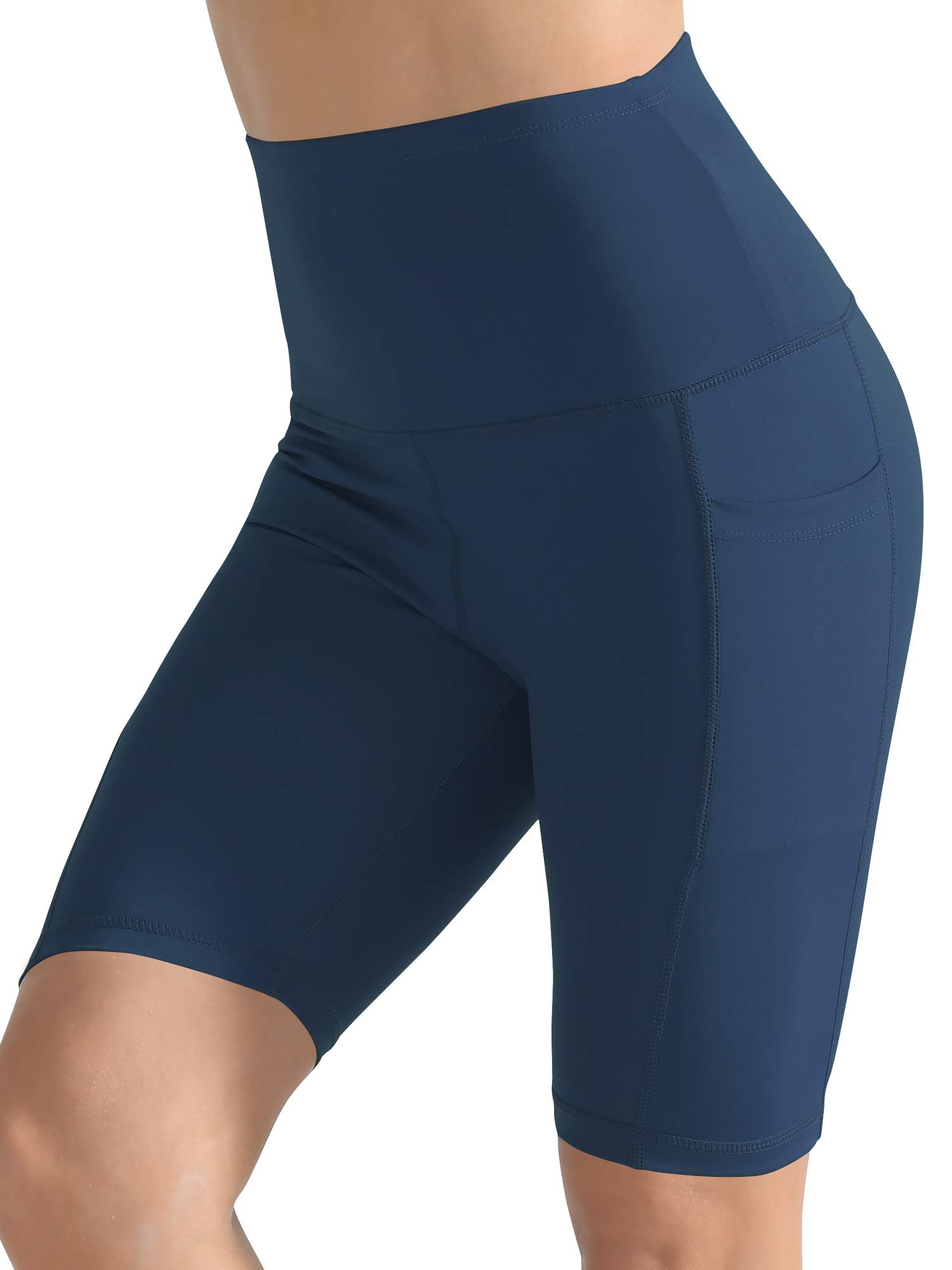 CADMUS 3 Pack Women 9" Biker Compression Short Leggings for Yoga Workout with Big Pockets,3 Pack,1026,Black,Navy Blue,Wine Red,X-Large