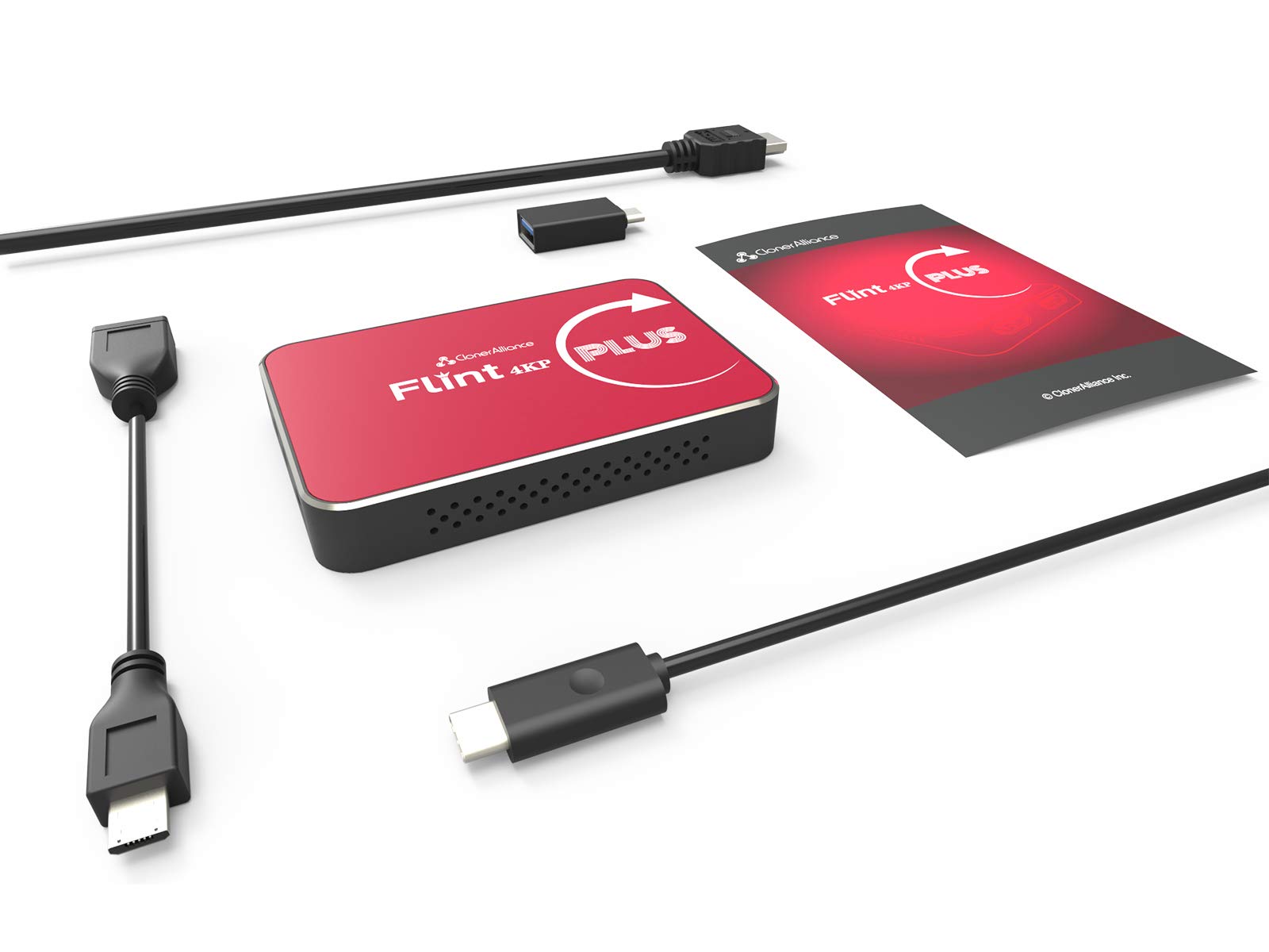 ClonerAlliance Flint 4KP Plus, 4K@60fps Passthrough, 1080p@60fps Video Capture with Mic Input, Ultra-Low Latency, Plug&Play. for Game Consoles, DSLR