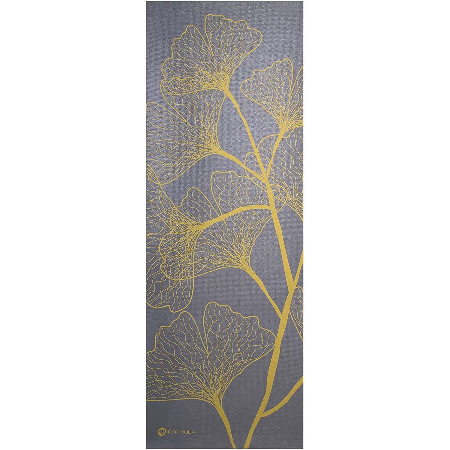 CAP Barbell Yoga Mat with Carry Strap, 5mm, Ginko Design, Yellow/Gray