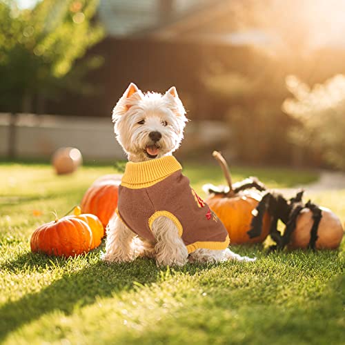 HUMLANJ Thanksgiving Knitted Dog Turtleneck Sweater Dog Sweaters Turkey Warm Pullover Sleeveless with Leash Hole for Puppy Doggy Doggie Yorkshire Chihuahua Pug