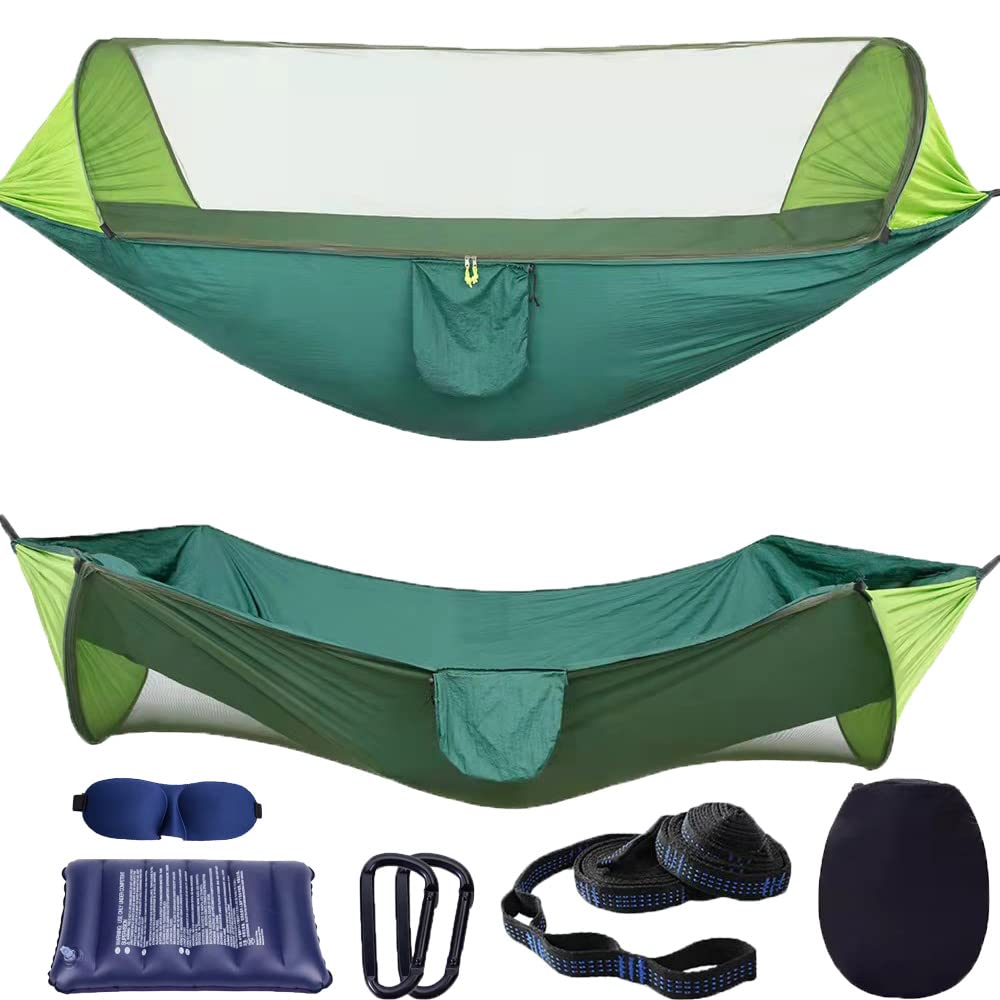 Camping Hammock with Mosquito Net - Portable Travel Hammock Bug Net - Camping Equipment - Hammock Tent for Outdoor Hiking Campin Backpacking Travel (Black)
