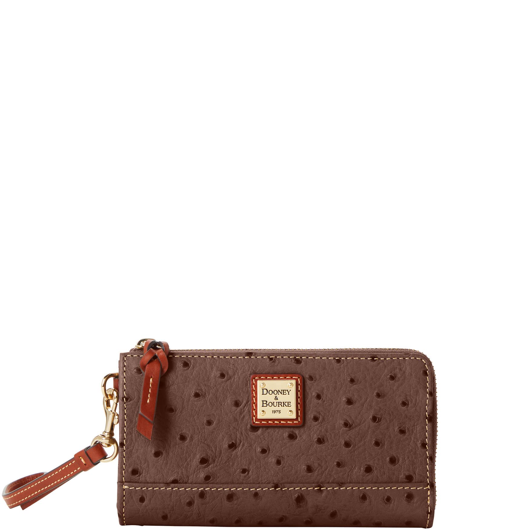 Dooney & Bourke Handbag, Ostrich Folded Zip Wristlet - Burgundy
