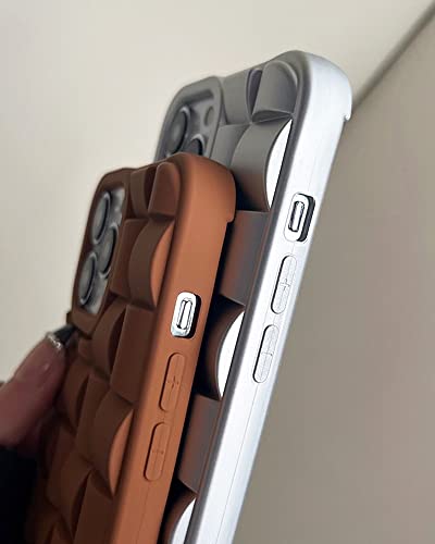 Ginkgonut Compatible with iPhone 14 Pro Max Case for Women/Girls, Cute 3D Laid Desgin Soft Silicone Shockproof Raised Bumper Corners Case for iPhone 14 Pro Max(Silver)