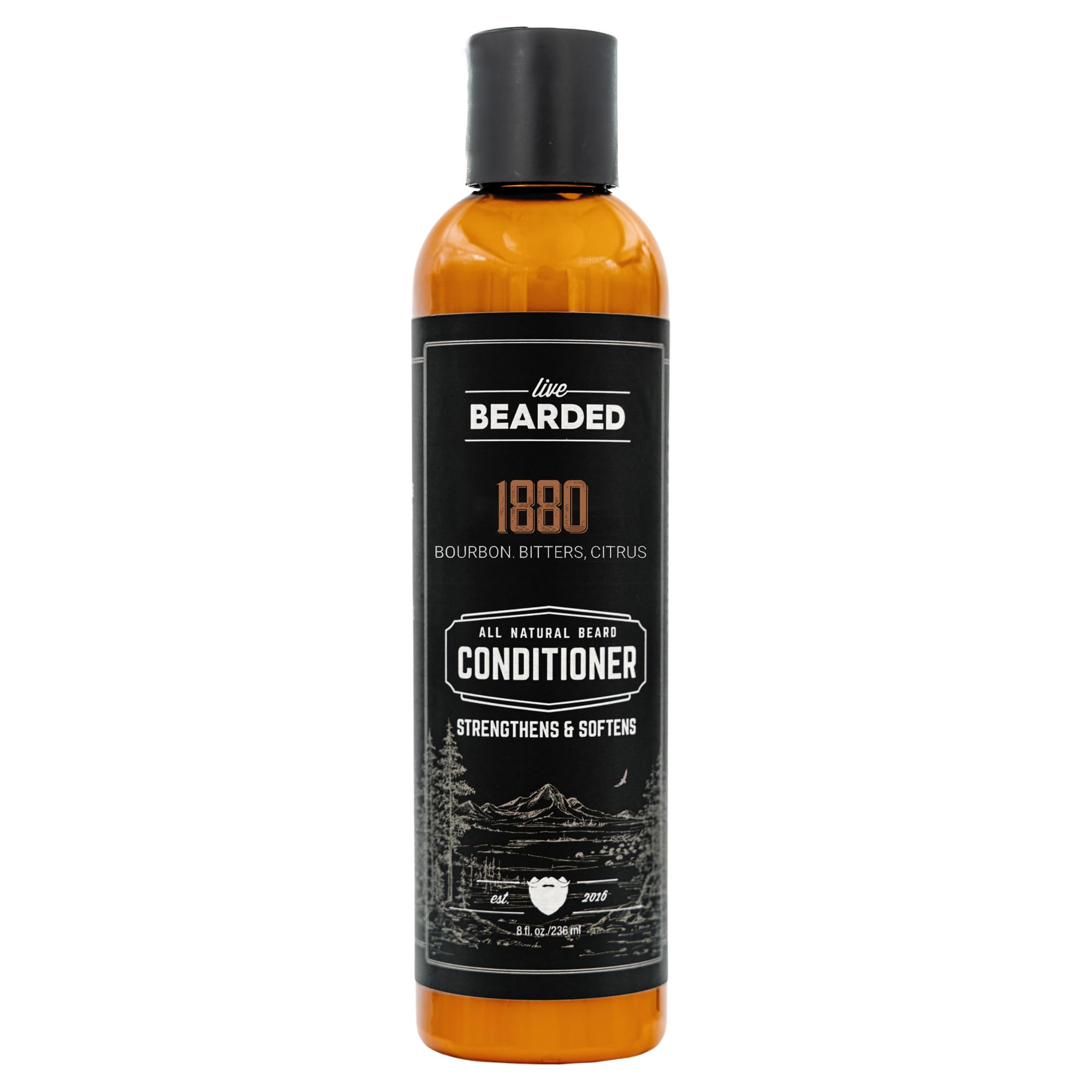 Live Bearded Beard Conditioner for Men - 1880 Scent Facial Hair Conditioner, 8oz - All-Natural Beard Softener with Biotin, Coconut Oil, & Argan Oil - Strengthens & Softens, Made in USA