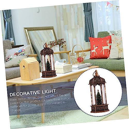DOITOOL Christmas Lights Vintage Lantern LED Lantern Christmas Snow Globes Holiday Christmas Tabletop Lights Christmas Wind Lantern Plastic Xmas Light Vintage Christmas Light Tabletop Lamp