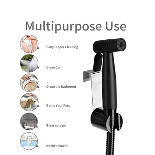 DFHBFG Black Toilet Bidet Sprayer Kit Set Hand Hold Stainless Steel for Bathroom Personal Cleanse Faucet (Color : E)