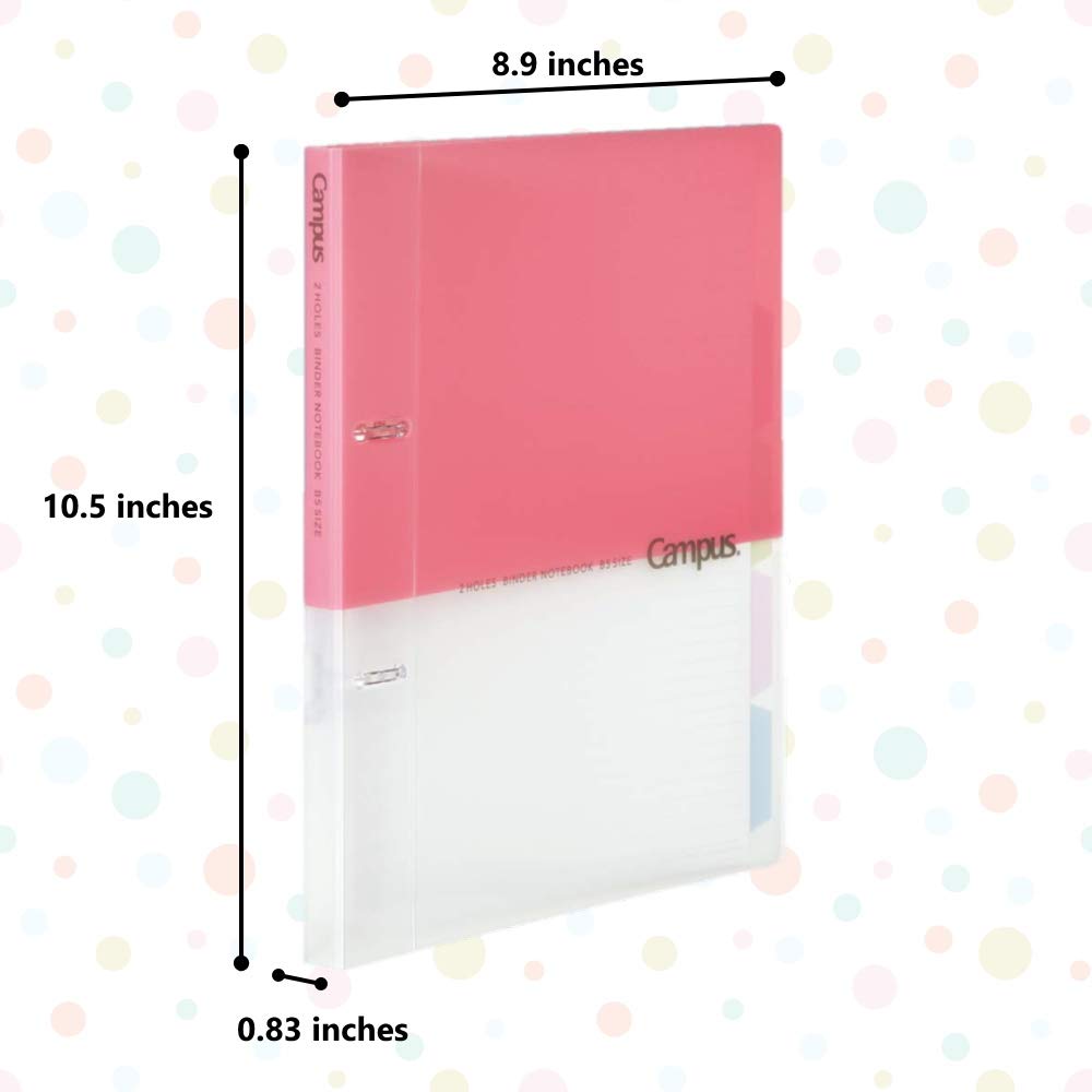 Campus 2 Ring Binder – B5 Binder with Loose Leaf, Holds 100 Sheets – Ideal Back to School Supplies – Notebook Dividers with Tabs Perfect for Study and Office Use – Notebook Binder (Pink)