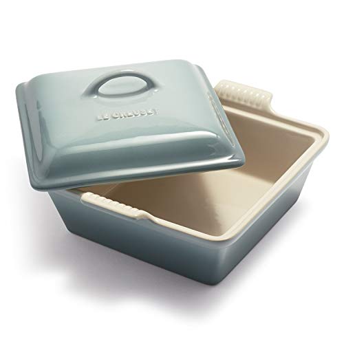 Le Creuset Stoneware Heritage Covered Square Casserole, 9-Inch, Sea Salt