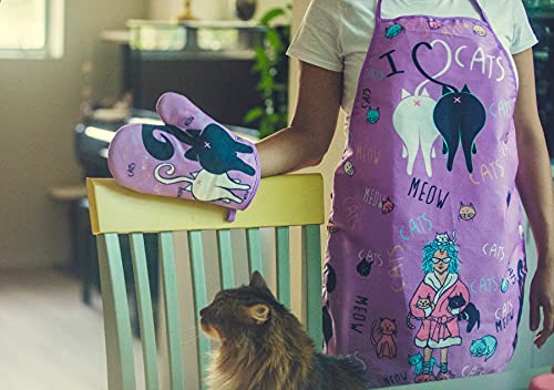 Crazy Cat Lady Funny Pet Kitten Kitty Animal Lover Graphic Kitchen Accessories Funny Graphic Kitchenwear Funny Cat Novelty Cookware Purple Oven Mitt