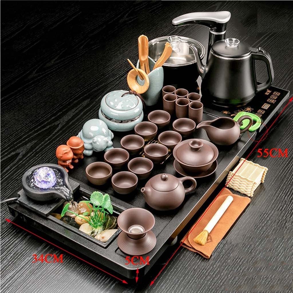 Chinese Kungfu Tea Set,Chinese Ceramic Kung Fu Tea Set,Solid Wood Tea Tray Tea,Electric Stove,Tea Cup, Tea Ceremony,Tea Table