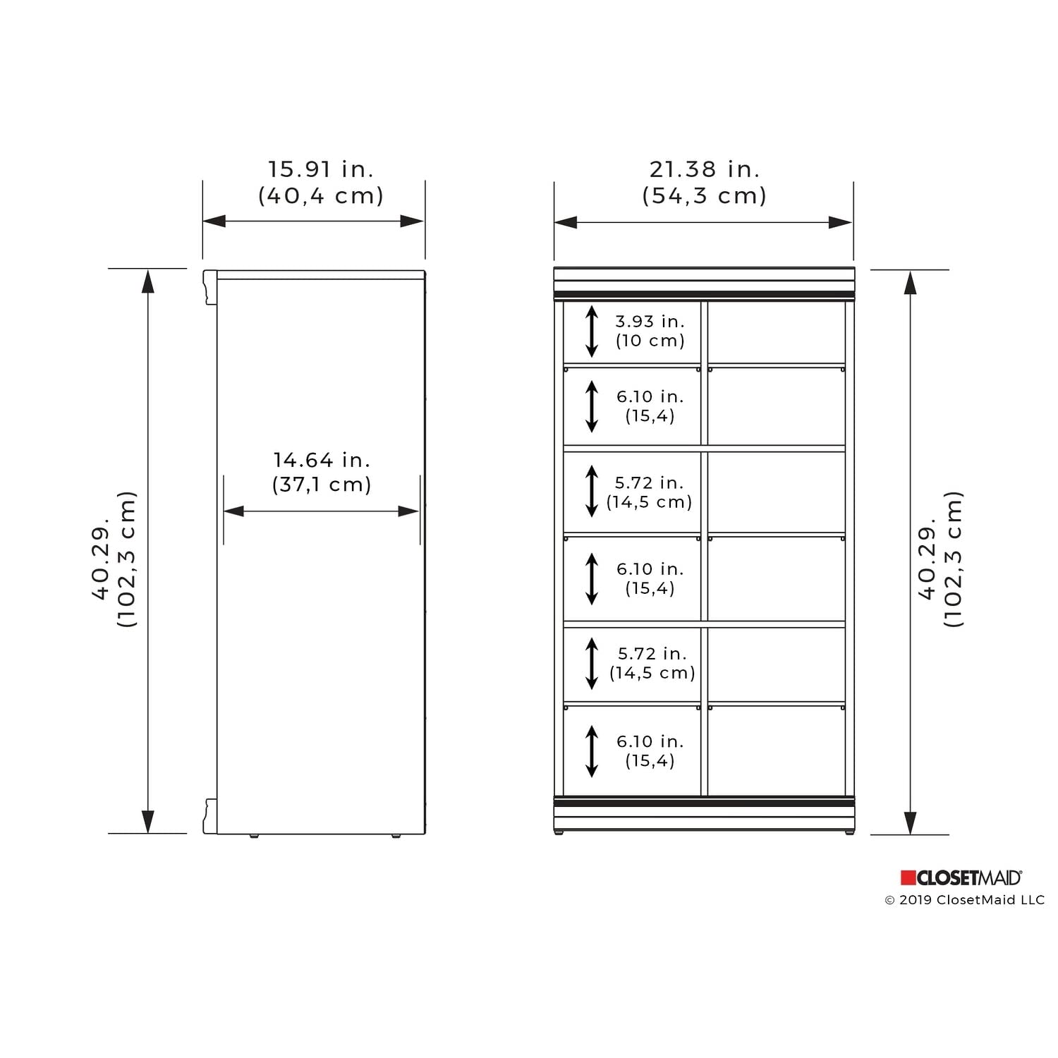 ClosetMaid Modular Storage Shelf Unit with 12 Shelves, Wood Closet Organizer Adjustable, Dividers, Stacking, Full Backer, Decorative Trim, White
