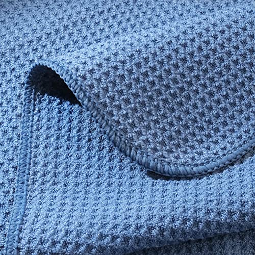 POLYTE Premium Microfiber Kitchen Dish Hand Towel Waffle Weave 12 Pack (16x28 in, Dark Blue, Gray, Off White)
