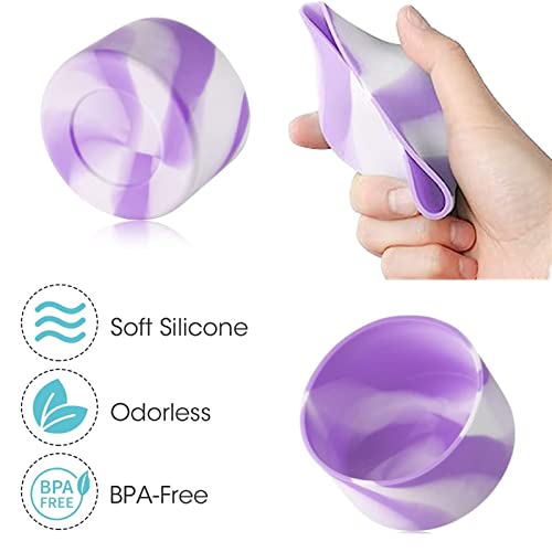 XSHNUO 2 Pcs Silicone Boot for Stanley Quencher Adventure 40oz with Handle & Stanley IceFlow 20oz 30oz, Anti-Slip Water Bottle Bottom Sleeve Cover Stanley Cup Accessories (White-purple)