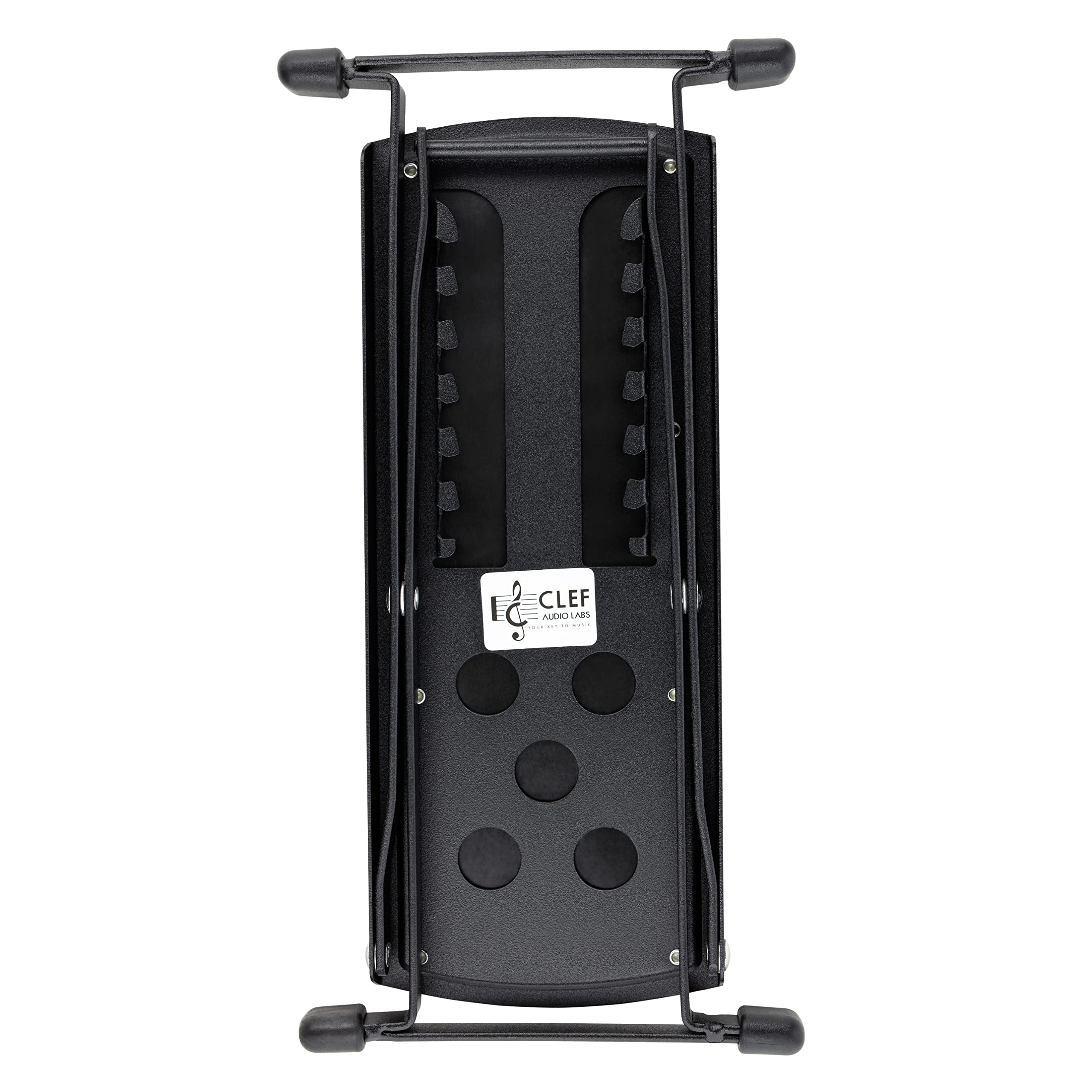 Clef Audio Labs Guitar Foot Stool, Folding Foot Rest for Classical Guitar Player, Foldable, 6-Position Adjustable Height, Excellent Stability with Rubber End Caps and Non-Slip Rubber Pad, Black