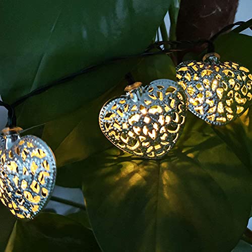 YUEWEIWEI Solar String Outdoor Garden Light Rustproof Silver Heart Shaped LED Light 20 LED Solar Fairy Tale String Light Garden Light Home Decoration