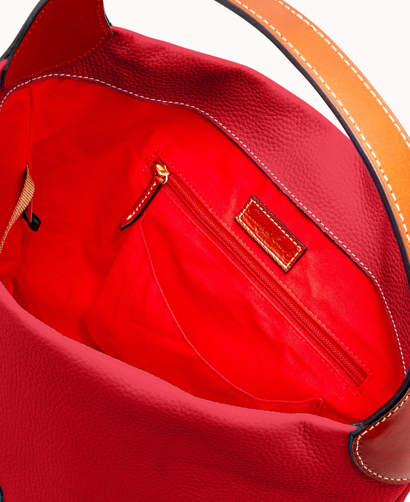 Dooney & Bourke Pebble Grain Logo Lock Shoulder Bag With Pouch (Red)