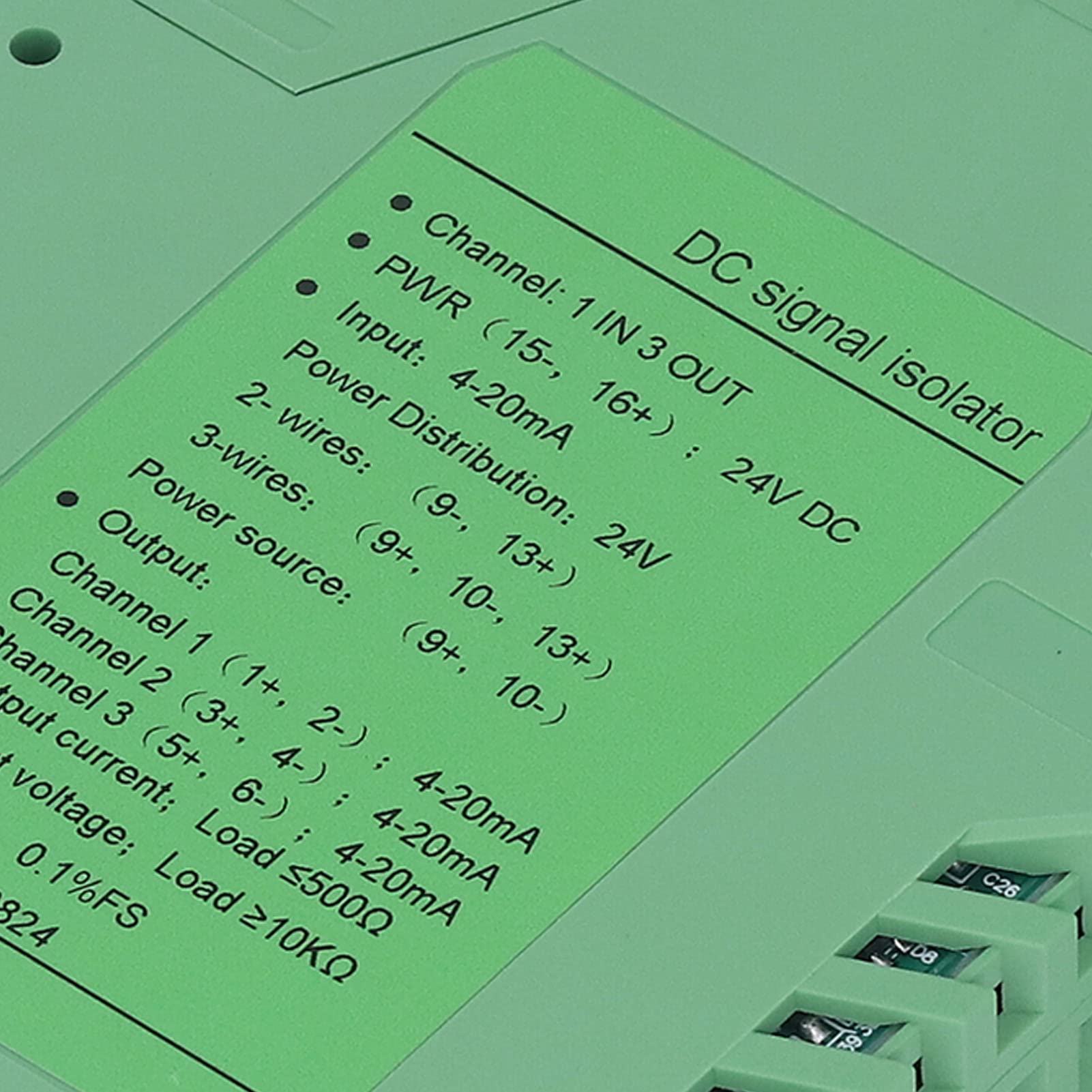 DC Power Isolator 1 in 3 Out 24V DC Power Isolator Converter for PLC Detection 4-20mA