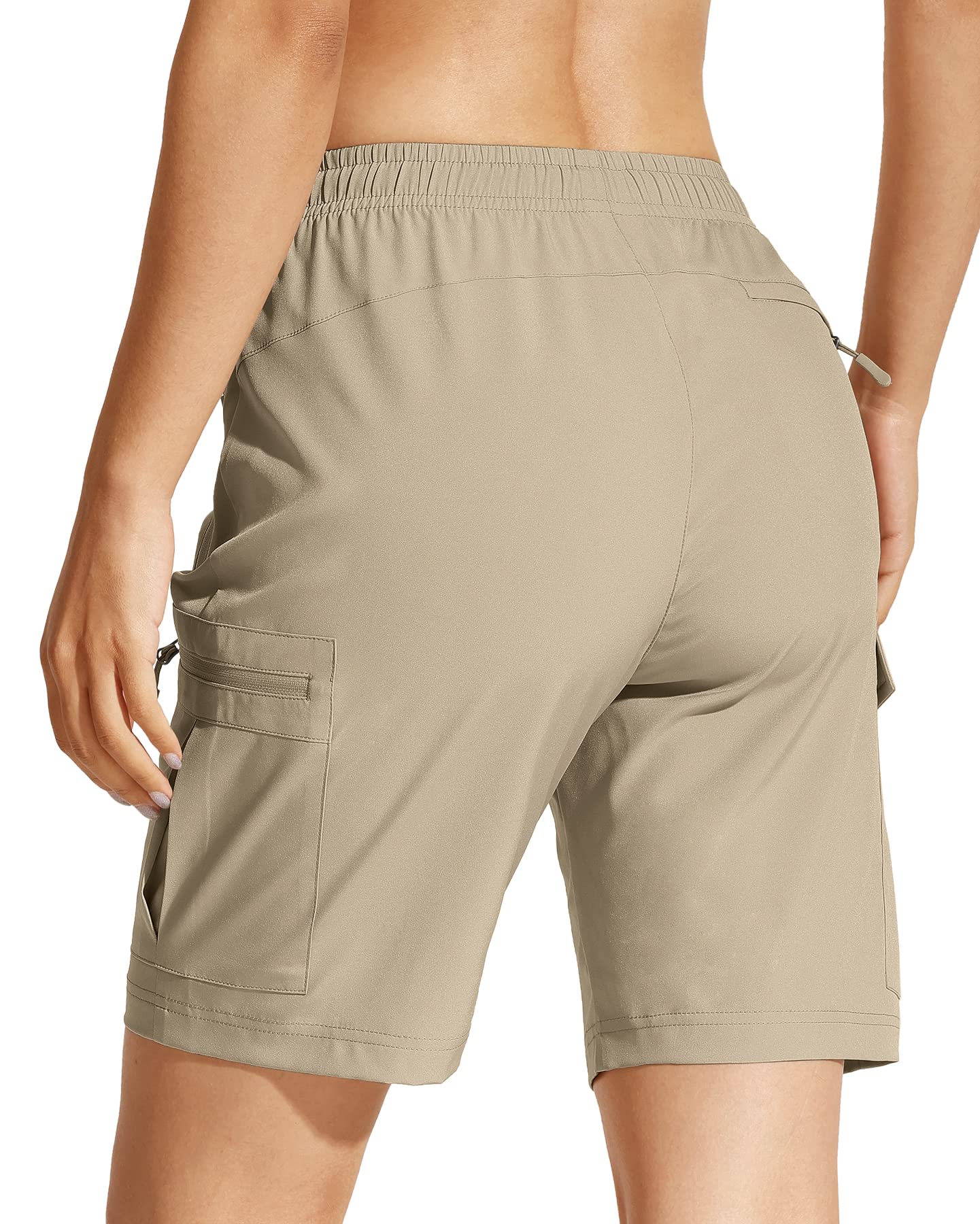 Capol Women's Hiking Cargo Shorts 8.5" Quick Dry Summer Shorts Lightweight for Golf Travel Athletic with Zipper Pockets Khaki S
