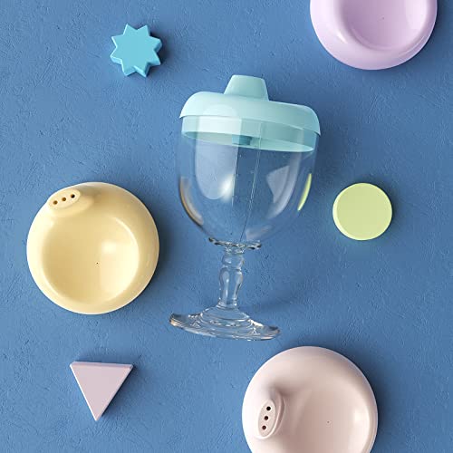 Mokde Mondge Wine Glass Sippy Cup Plastic Goblet Cup Beverage Mug Milk Bottle with Lid for Baby Kids Birthday Party Christmas Celebration New Year Celebrating (White)