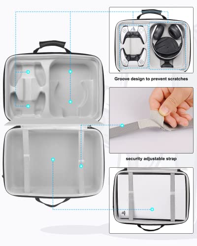 Glamgen Carrying Case for PS5 Travel Case for Playstation 5 Console PS5 Games Gaming Headset Console Dock and Accessory Organizer
