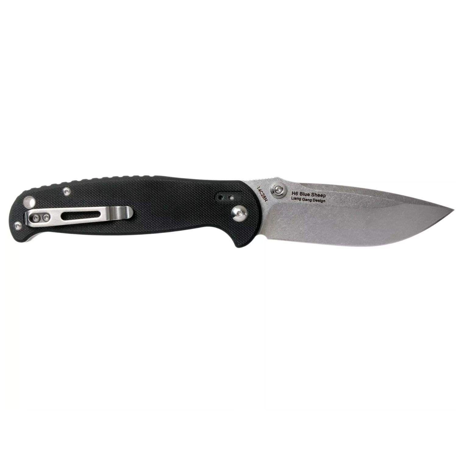 Real Steel Knives H6 Blue Sheep Folding Knife - 3.74" Alleima 14C28N Stonewashed Blade, Black G10 Handle, Liner Lock - Perfect for Camping, and Daily Cutting Tasks - Hunting Knife for Men Women