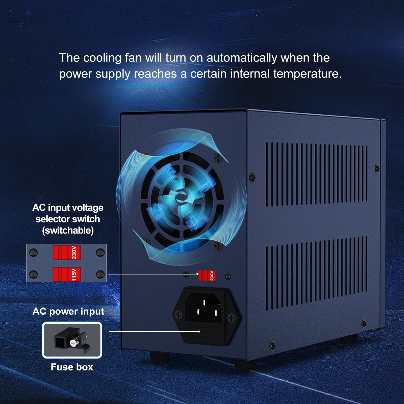 DC Power Supply, Variable Power Supply with Output Button, USB Fast Charging Port, Bench Power Supply with OCP Short Circuit Alarm, USB Output Current Display, Mute Mode (30V 10A)