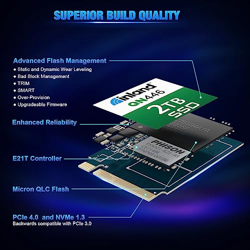 INLAND QN446 2TB M.2 2230 SSD PCIe Gen 4.0x4 NVMe Internal Solid State Drive Gaming Internal SSD, Compatible with Steam Deck, ROG Ally Mini PCs