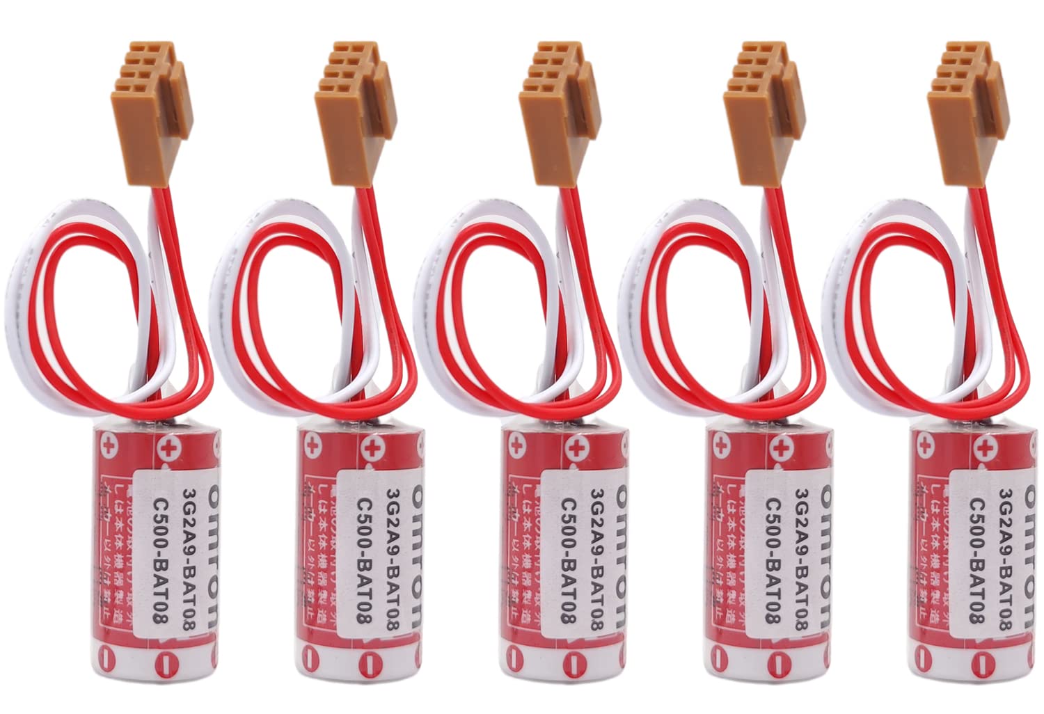 DCYNXC 5-Pieces ER17/33 (2/3A 3.6V) Replacement Battery for Omron 3G2A9-BAT08 C500-BAT08 PLC Battery with Brown JAE2.5mm-4P Plug