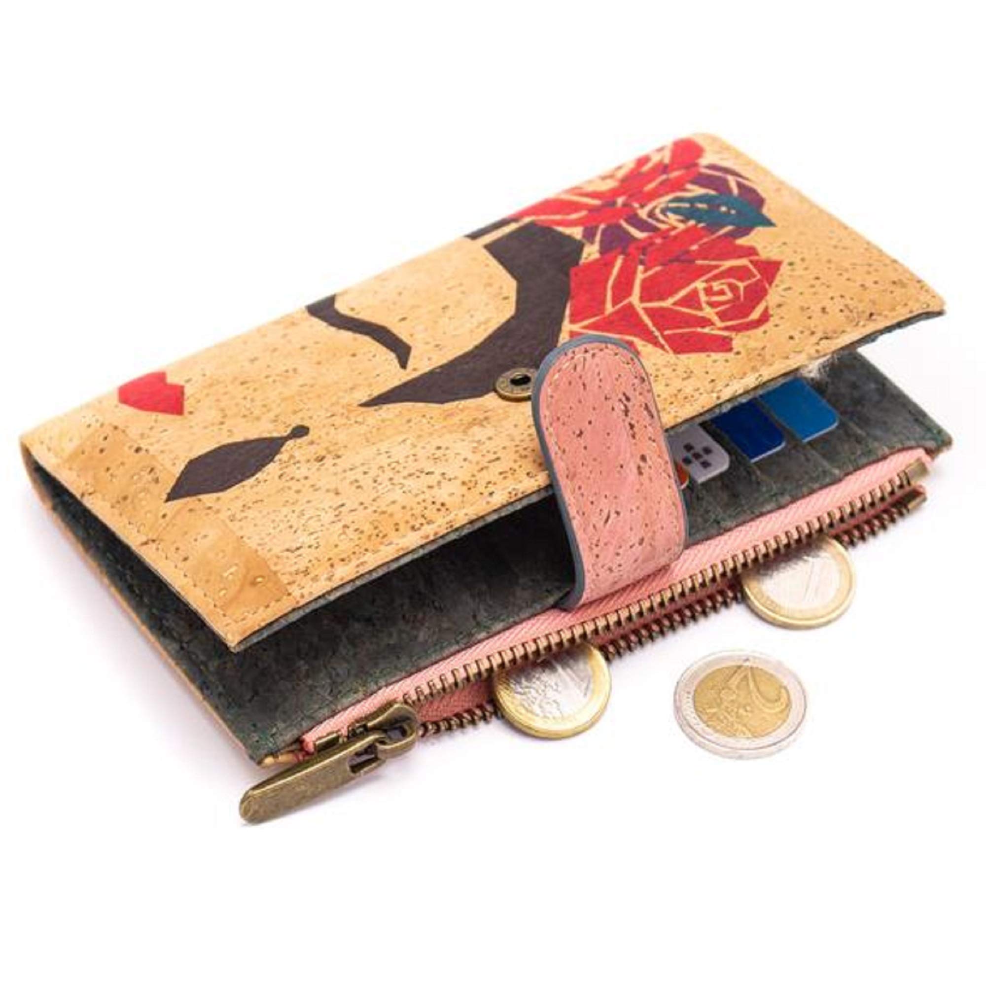 RFID Vegan Cork wallet purse, Handmade Eco Friendly Sustainable gift from Portugal Lightweight Durable Waterproof zero waste (Picasso)