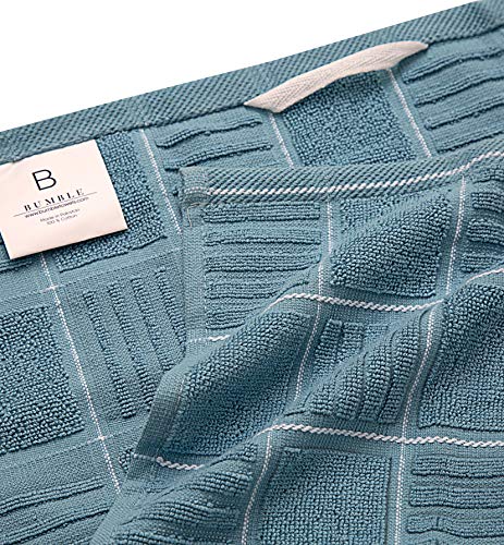 Premium Cotton Kitchen Towels (16" x 26") | Absorbent Dish Towels | 435 GSM Cotton Tea Towels | Kitchen Hand Towels | Dish Towels for Kitchen | Aqua