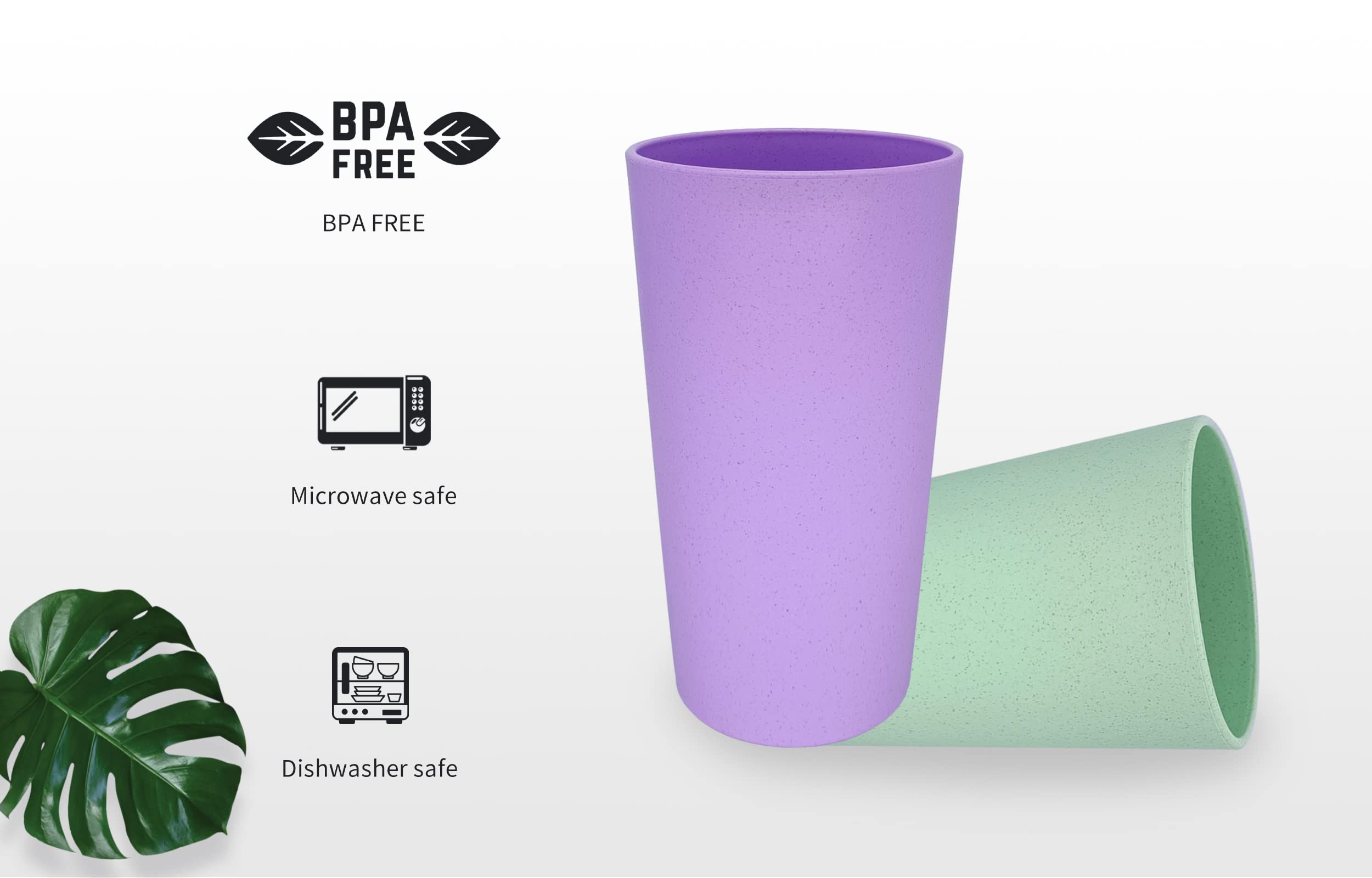 DLF.DONGLINFENG Wheat Straw Unbreakable Cup (17 Ounces) And (20 Ounces)-Reusable Drinking Cup Plastic Cup 10 Piece Set-Colorful-Dishwasher Safe-Bpa Free…
