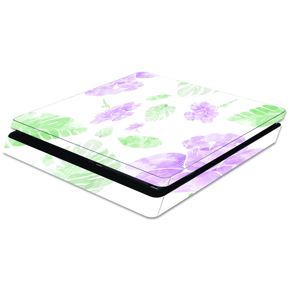 MightySkins Skin Compatible with Sony PS4 Slim Console - Water Color Flowers | Protective, Durable, and Unique Vinyl Decal wrap Cover | Easy to Apply, Remove, and Change Styles | Made in The USA